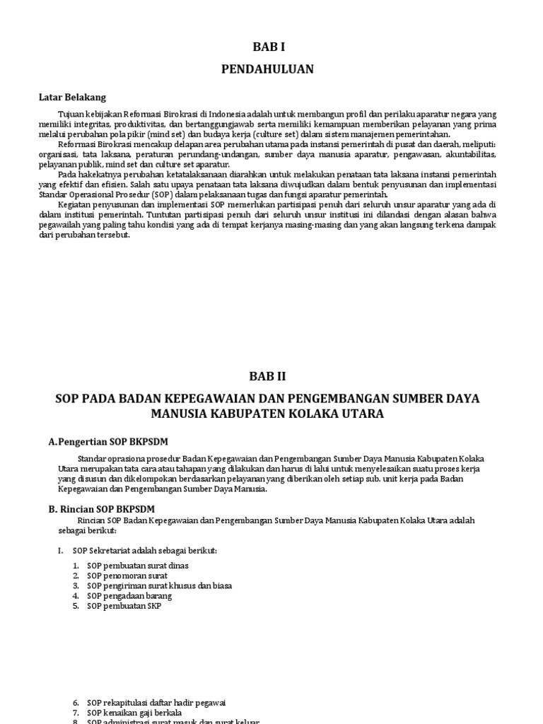 Sop BKPSDM 2019 | PDF