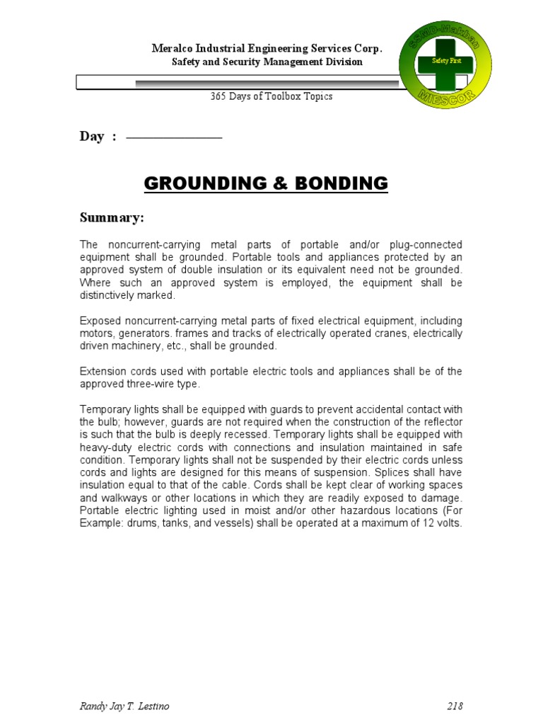 Grounding and Bonding | PDF
