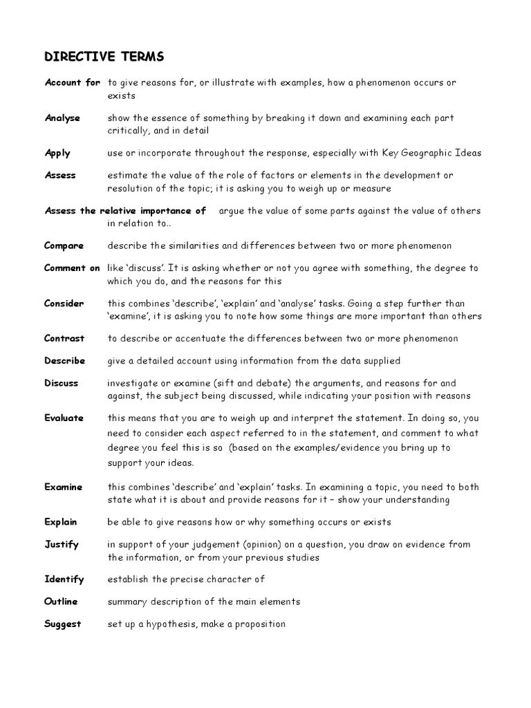 DIRECTIVE TERMS - Definitions | PDF