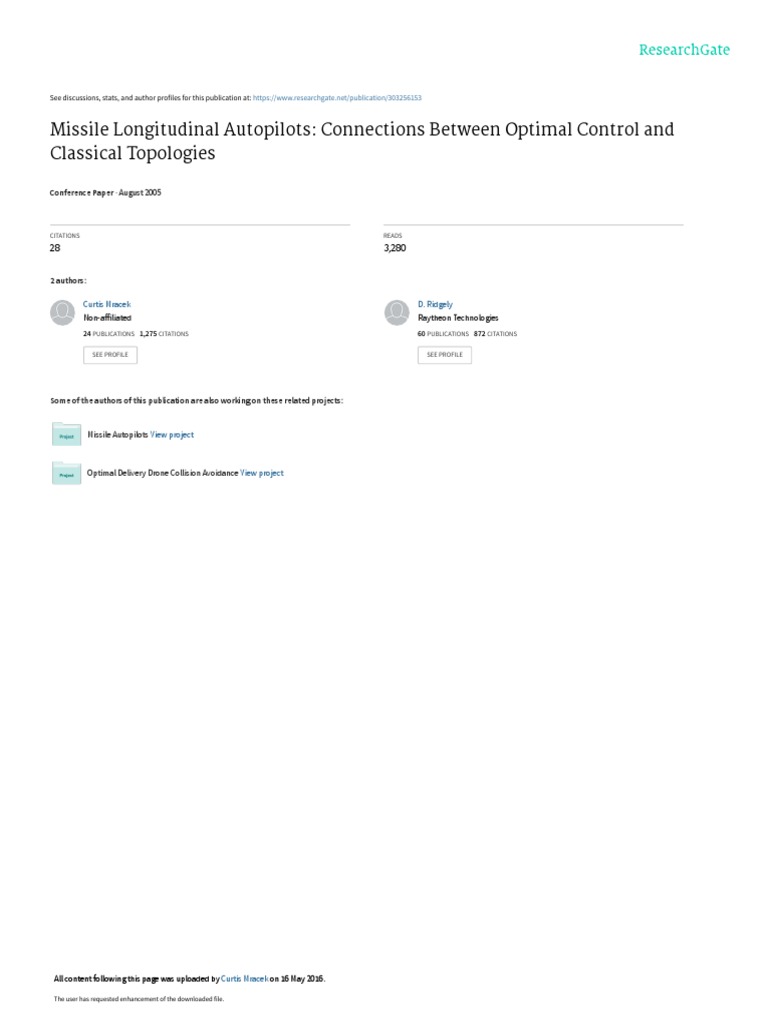 Optimal Approach Autopilot Topologies | PDF | Optimal Control | Control ... Optimal Approach Autopilot Topologies | PDF | Optimal Control | Control ...