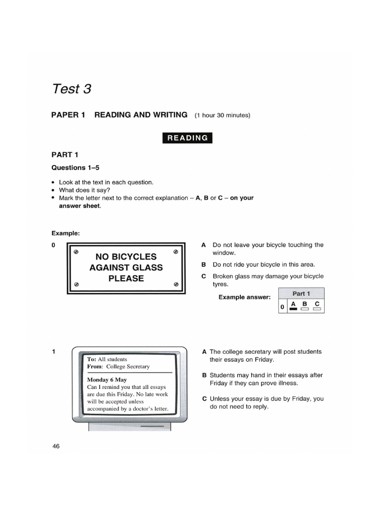Cambridge Preliminary English Test 3 (Book) | PDF