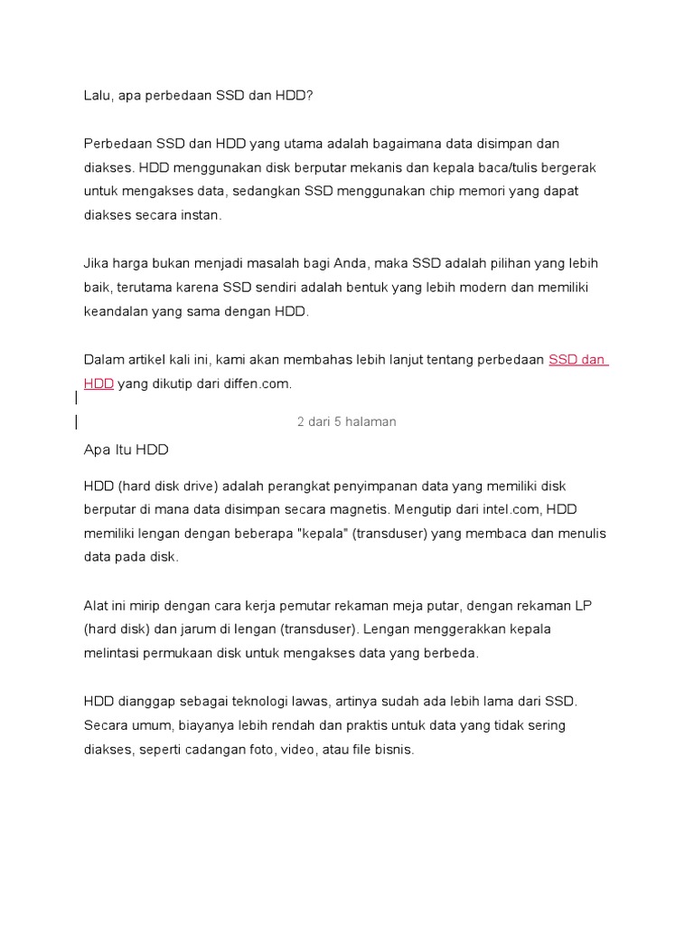 Perbedaan SDD Dan HDD | PDF