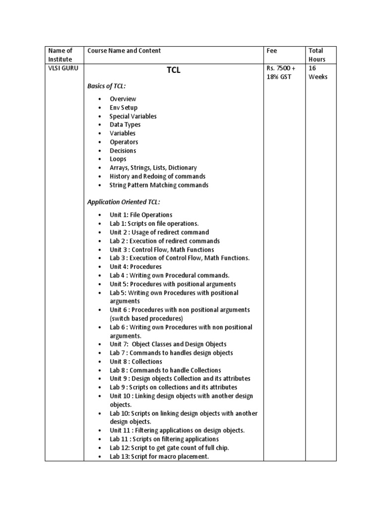 VLSI Programming Course Overview | PDF | Subroutine | Parameter ...