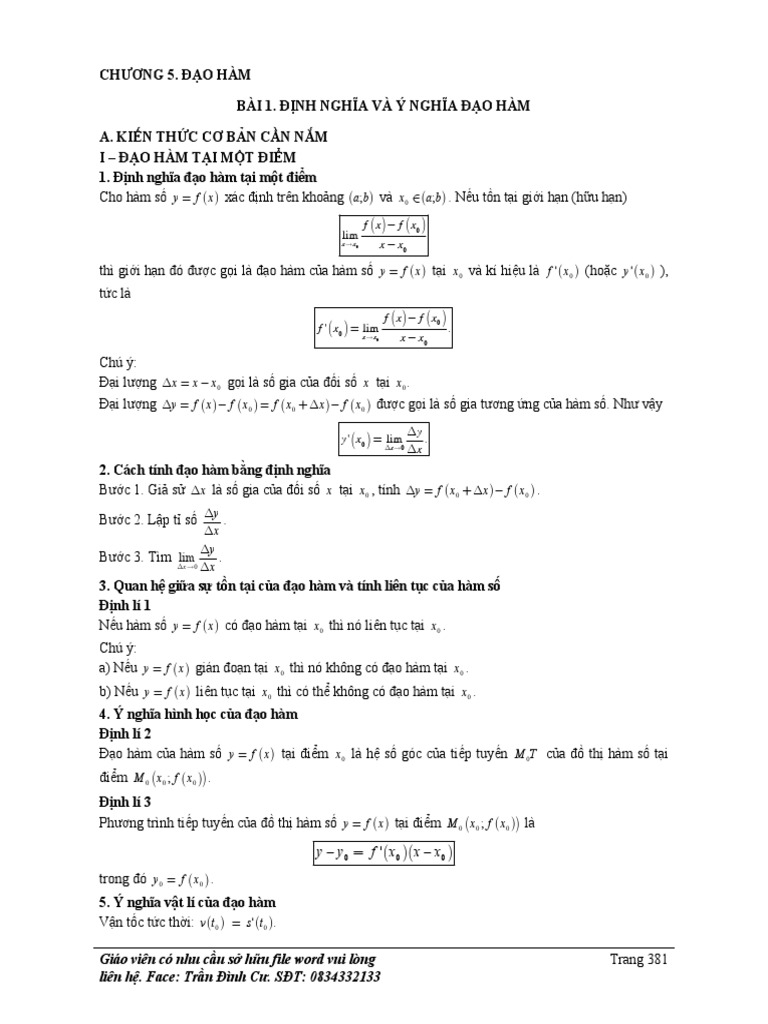 Phan Loai Va Phuong Phap Giai Bai Tap Dao Ham | PDF