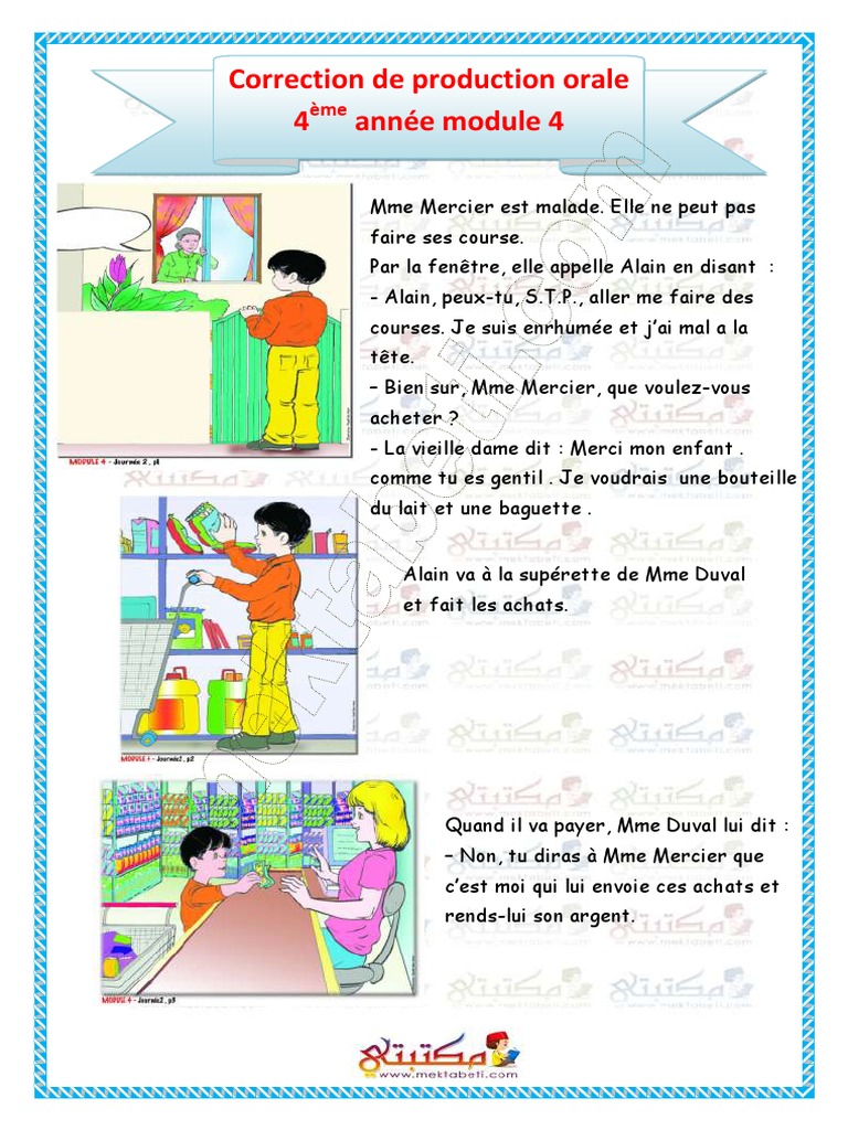 Correction de Production Orale 4eme Annee Module 4 | PDF | Maison et ...