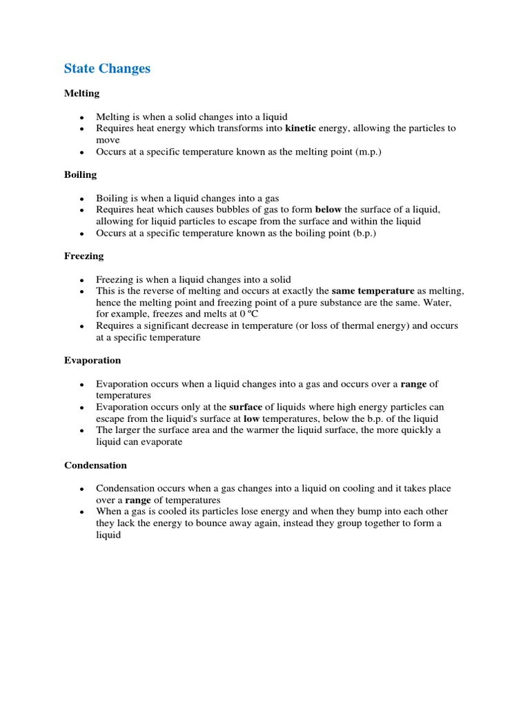 1.state Changes | Download Free PDF | Gases | Liquids 1.state Changes | Download Free PDF | Gases | Liquids