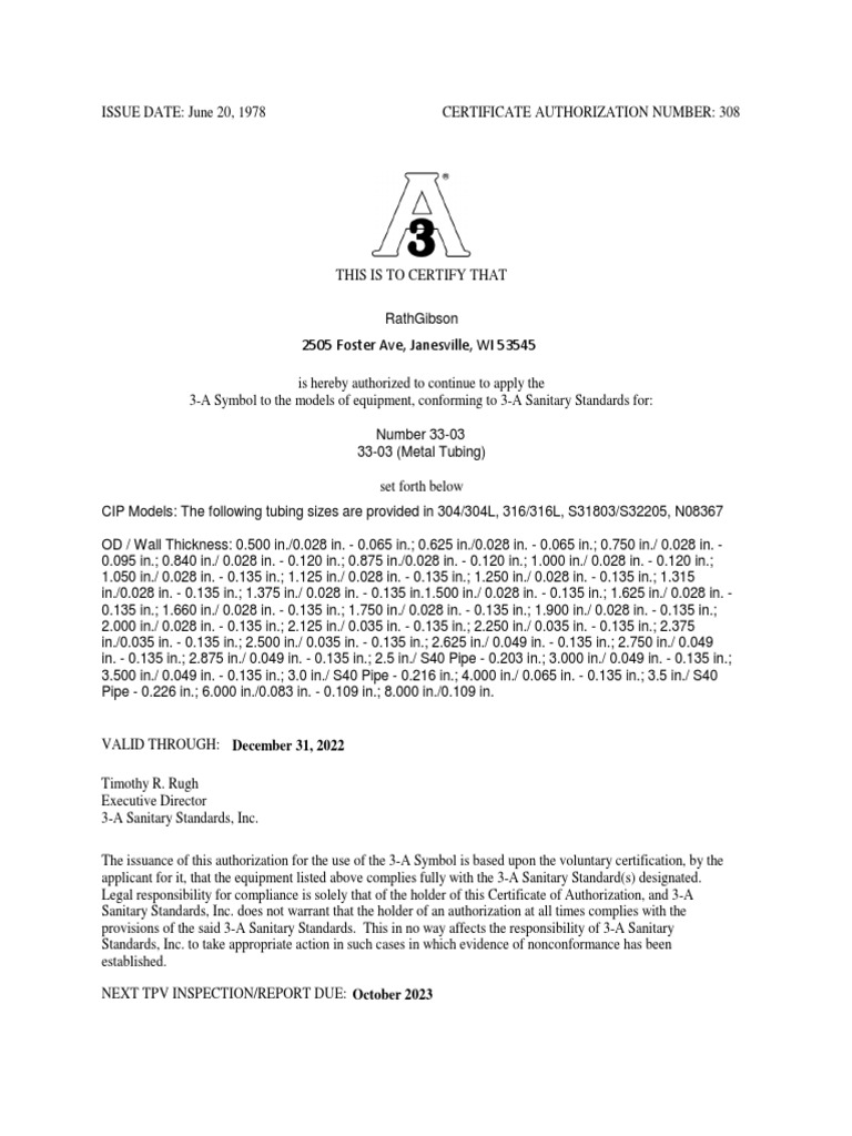 RathGibson Metal Tubing Certification | PDF | Technology & Engineering