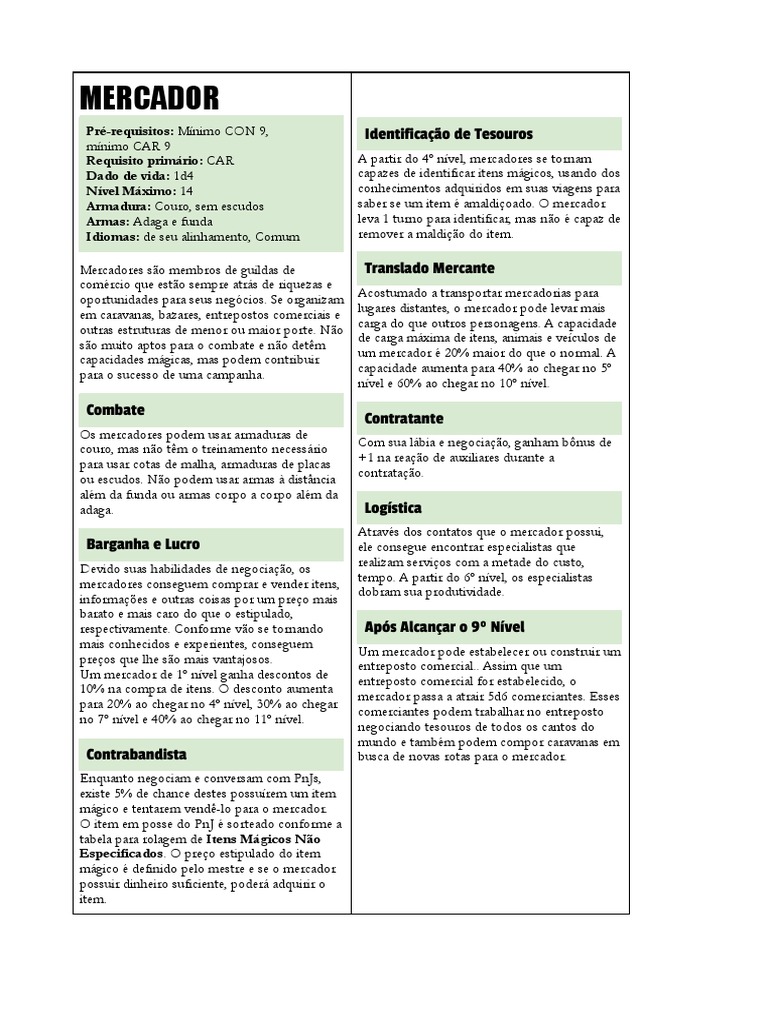 OSE Forged Classes | PDF | Sobrenatural
