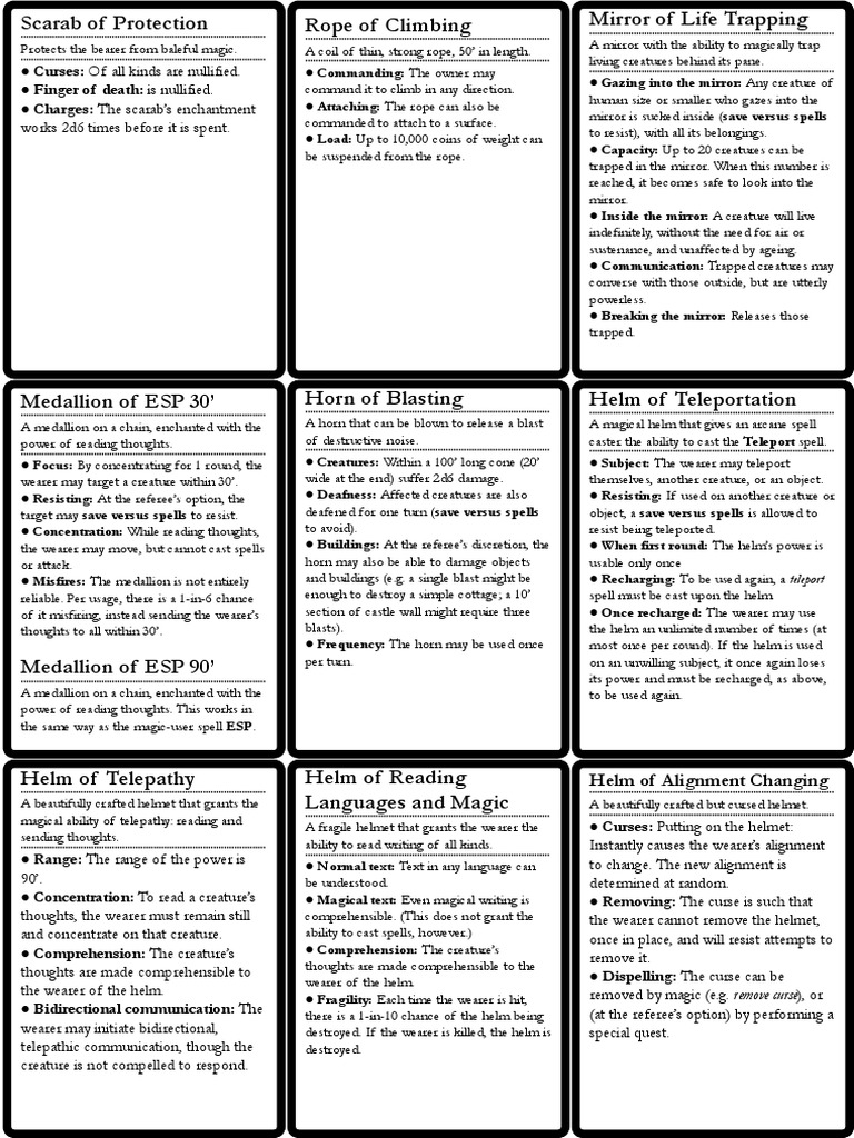 Old-School Essentials Classic Fantasy - Helper Cards | PDF