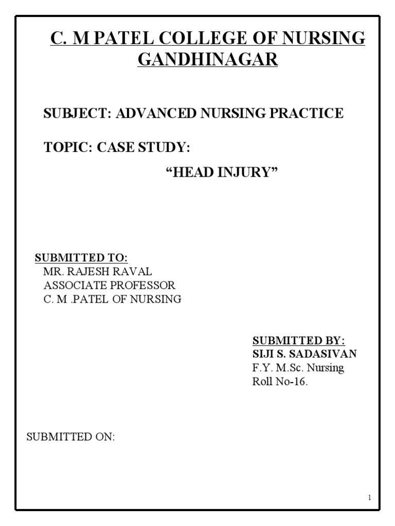Head Injury Case Study of Mukesh Prajapati | PDF | Traumatic Brain ...