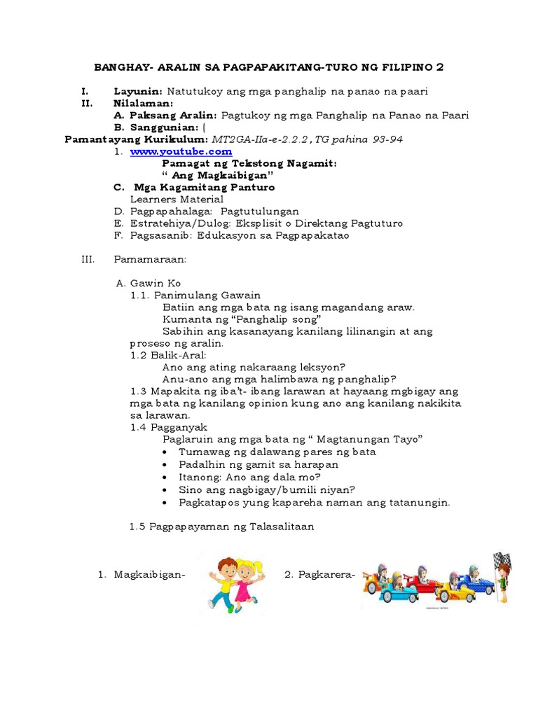 Banghay Aralin Sa Filipino 2 | PDF