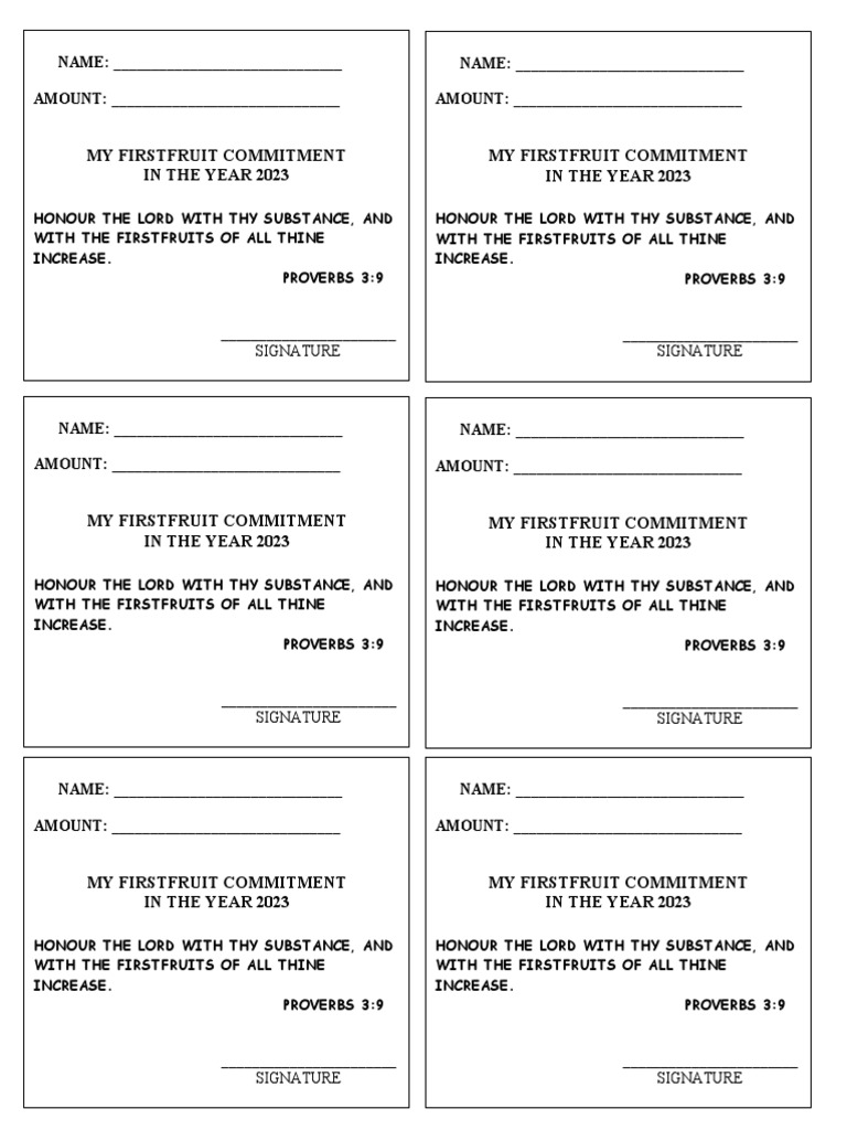 Firstfruit Commitment Form 2023 | PDF | Law