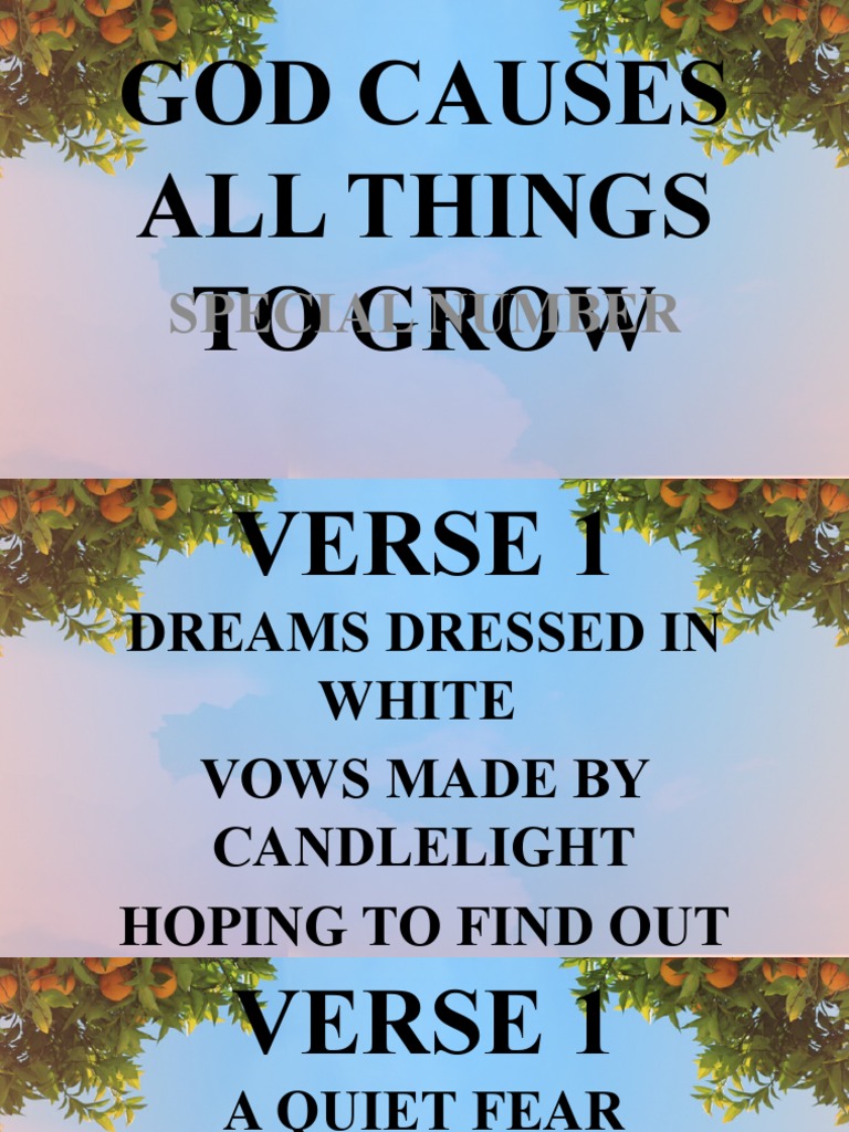 God Causes All Things to Grow Lyrics | PDF | Cooking, Food & Wine ...