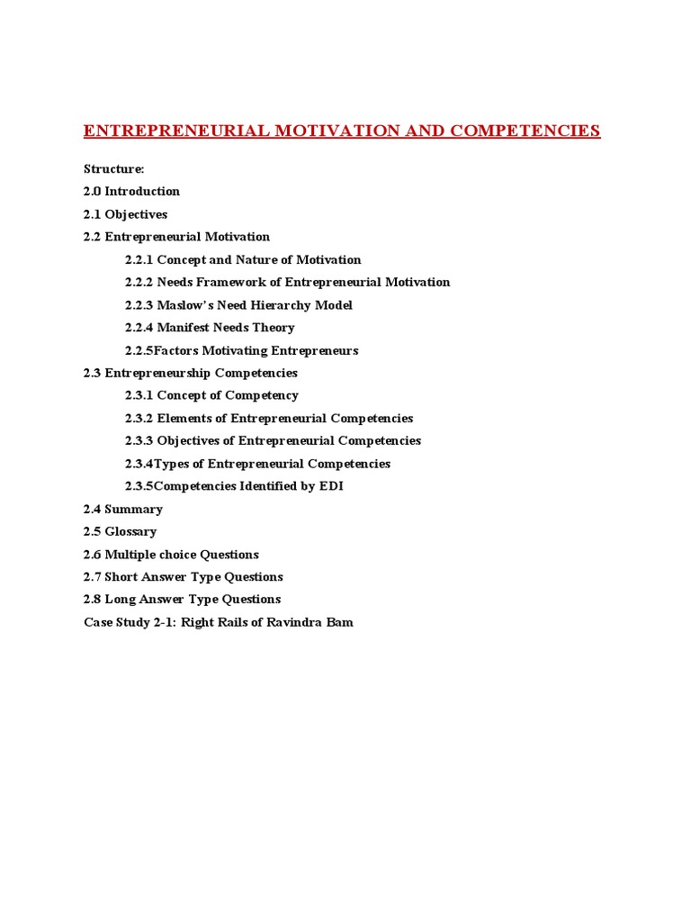 2 Entrepreneurial Motivation and Competencies | Download Free PDF ...
