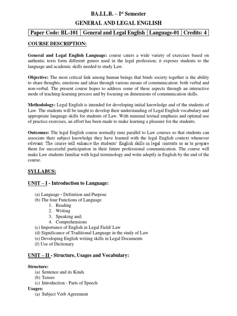 Syllabus Ballb | PDF | Tort | Sociology