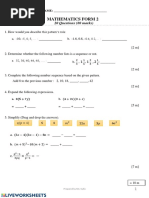 Form 3 Mathematics Worksheet | PDF | Geometry | Elementary Mathematics