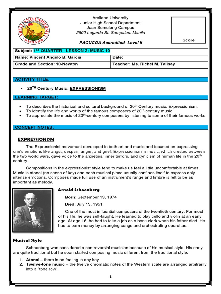 Dlp-Music 10 Lesson 2-Expressionism | PDF | Expressionism | Opera