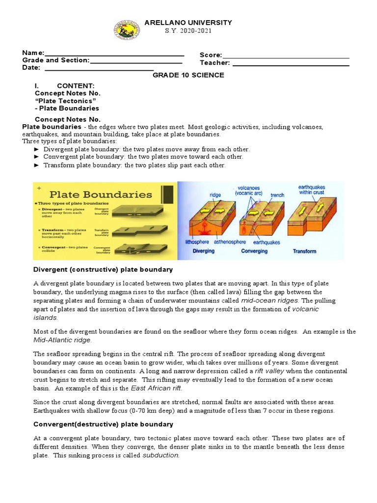 Lesson 1 - Plate Boundaries | Download Free PDF | Plate Tectonics ...