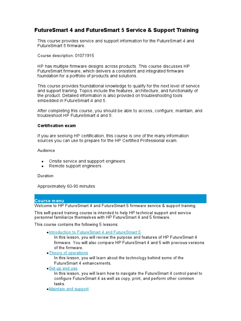 FutureSmart 4 and FutureSmart 5 Service | PDF | Booting | World Wide Web