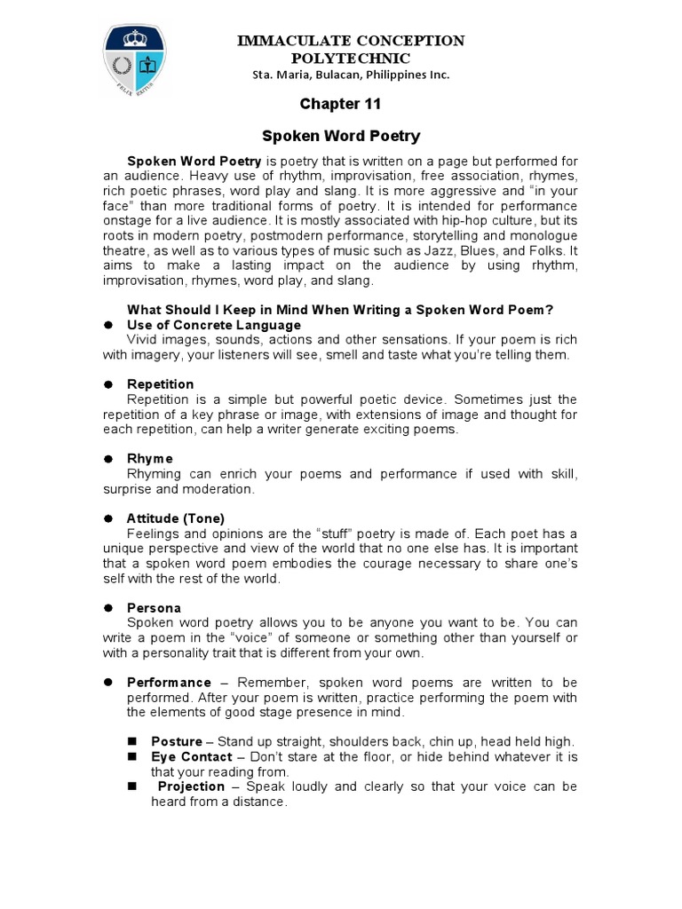 Lesson 13 - Spoken Word Poetry | PDF | Poetry | Rhyme