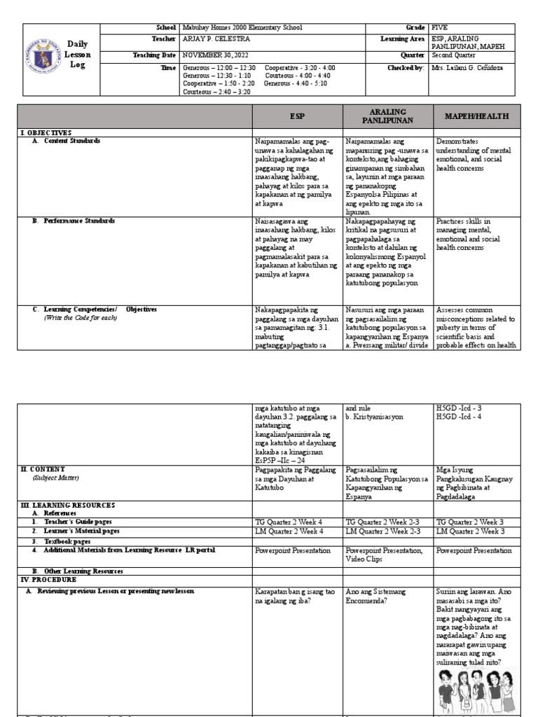 Esp AP Pe DLL g5 November 30 2022 | PDF