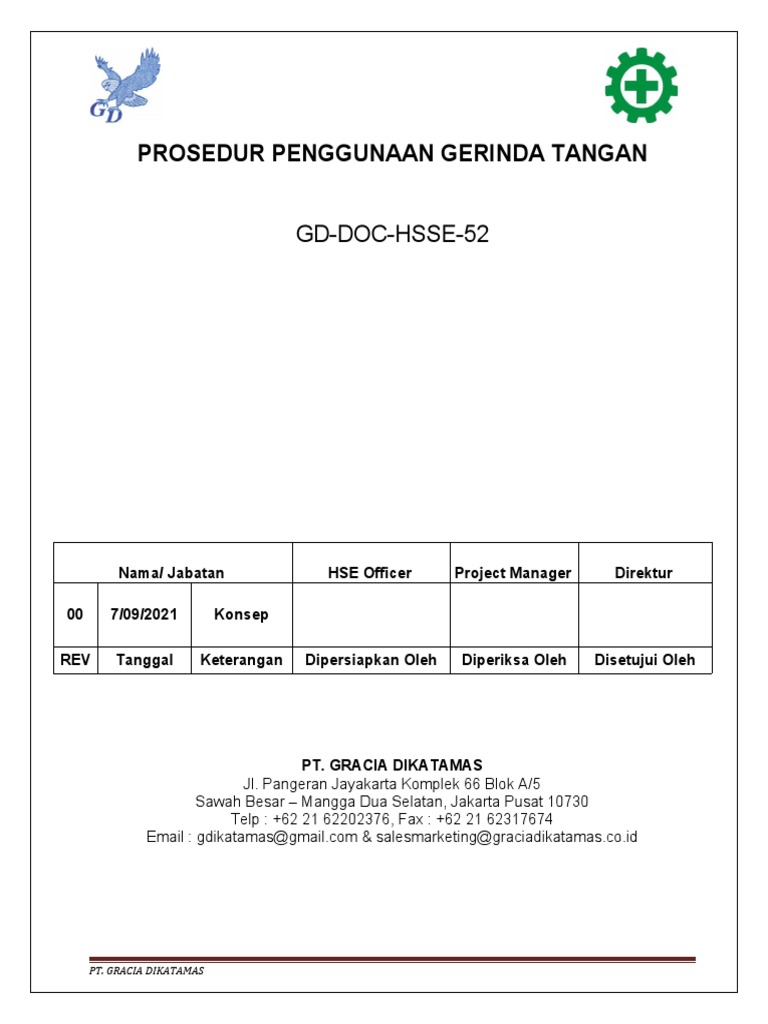 SOP PENGGUNAAN GERINDA (Pakai) | PDF