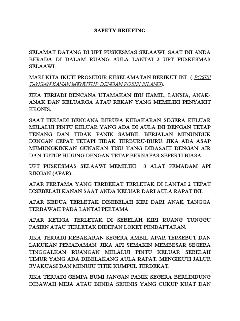 Safety Briefing Exit Conference | PDF