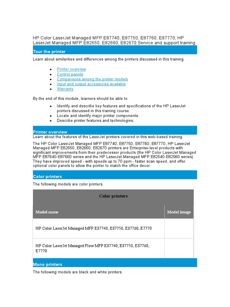 HP Color LaserJet Managed MFP E87740 | PDF | World Wide Web | Internet ...