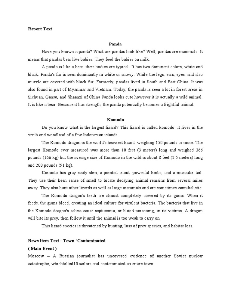 Report Text | PDF | Giant Panda | Komodo Dragon