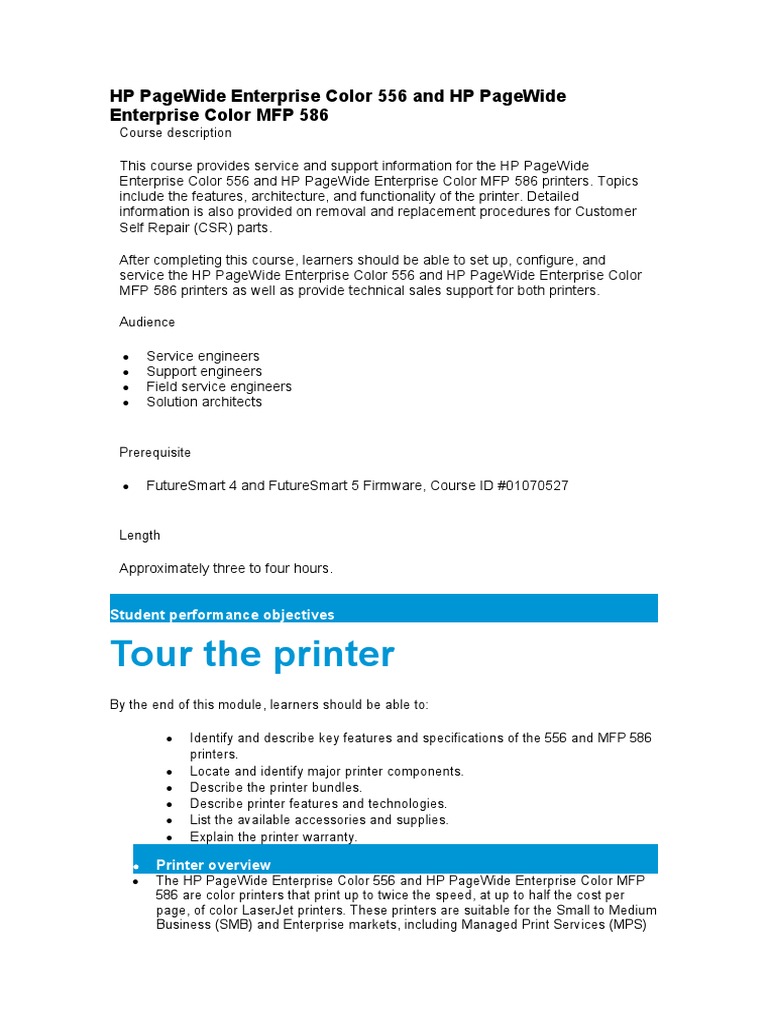 HP PageWide Enterprise Color 556 and HP PageWide Enterprise Color MFP ...