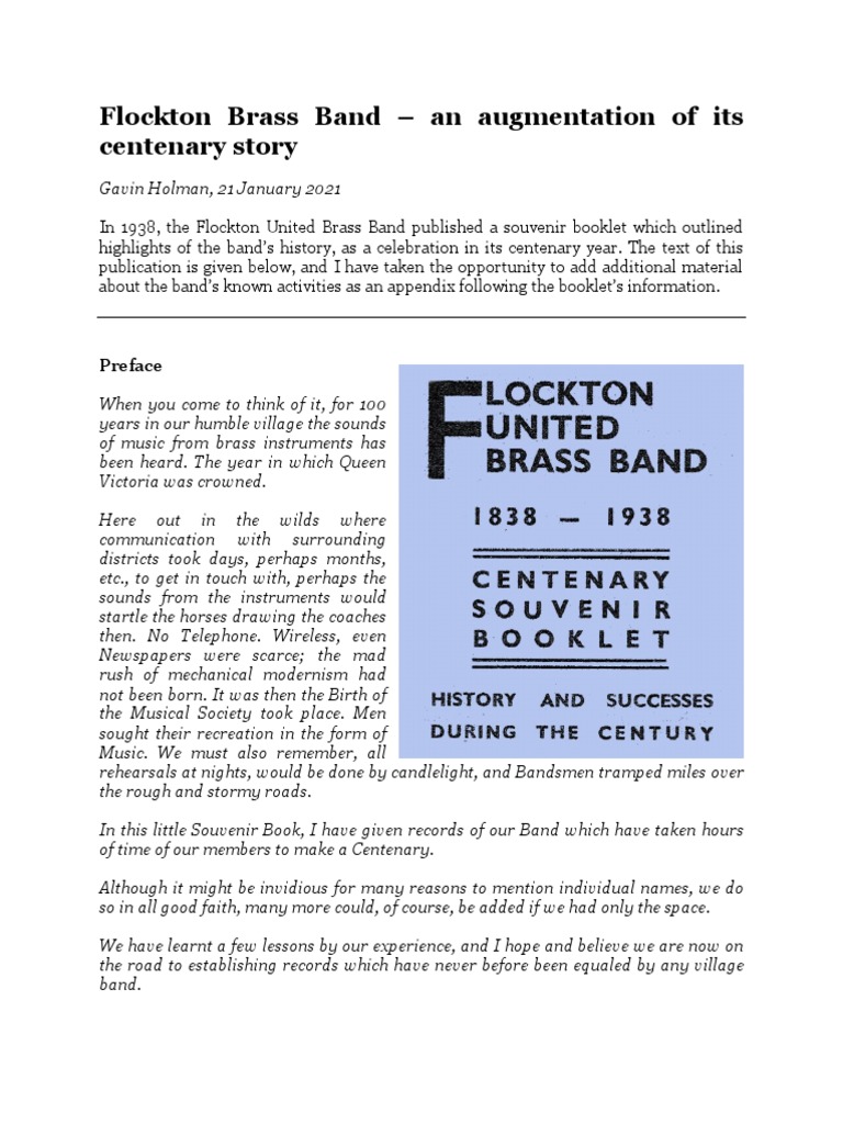 Flockton Brass Band: A Centenary Celebration | PDF