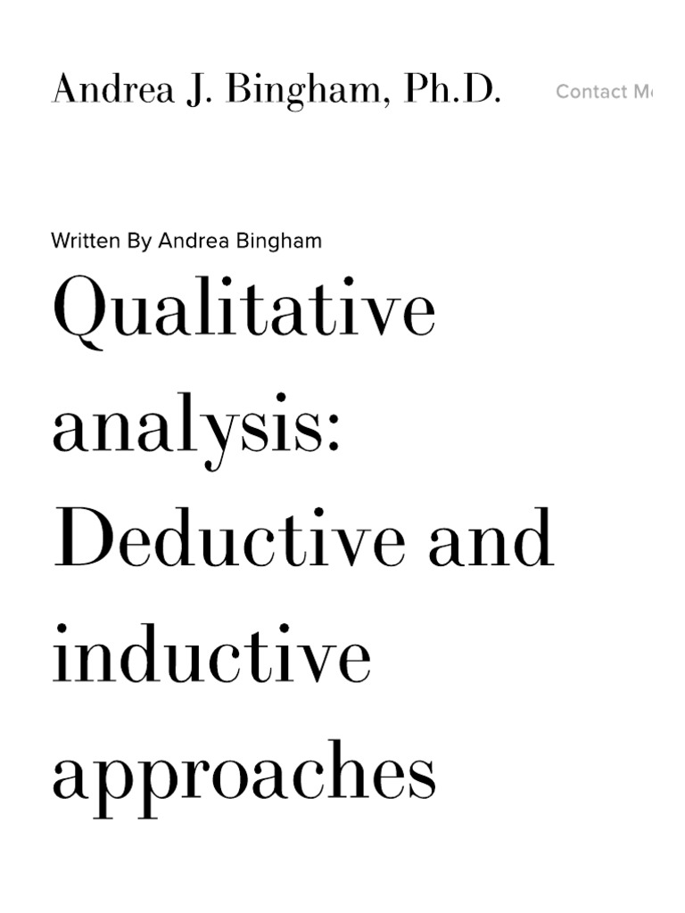 Qualitative Analysis - Deductive and Ind... Approaches - Andrea J ...