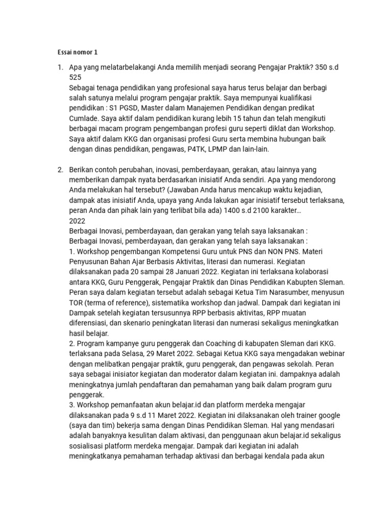 Essai PP 2022 | PDF | Karier & Perkembangan | Bisnis