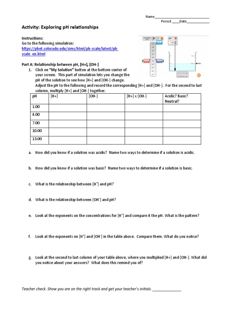 Activity Phet Sim PH Relationships | Download Free PDF | Ph | Logarithm