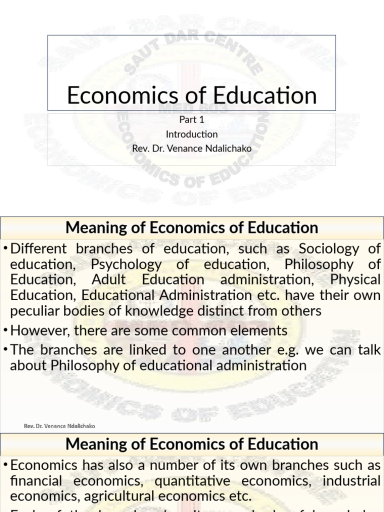 Economics of Education Part 1 | PDF
