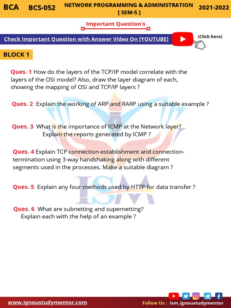 BCS 52 Net. Imp Ques | PDF