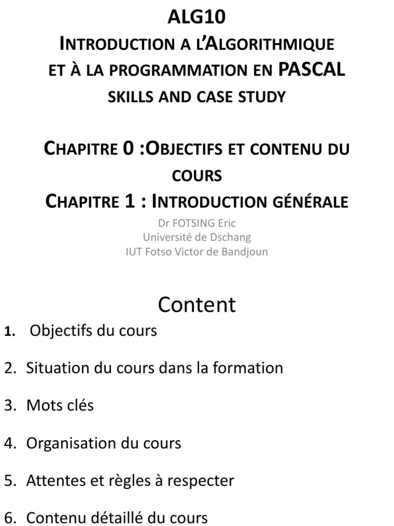 Support de Cours Fotsing Eric AlG10 - Introduction - Algorithmique ...