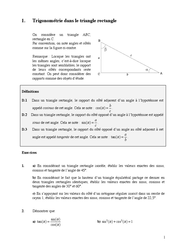 3 - Cours Fonctions Trigonometriques | PDF | Fonction trigonométrique | Triangle