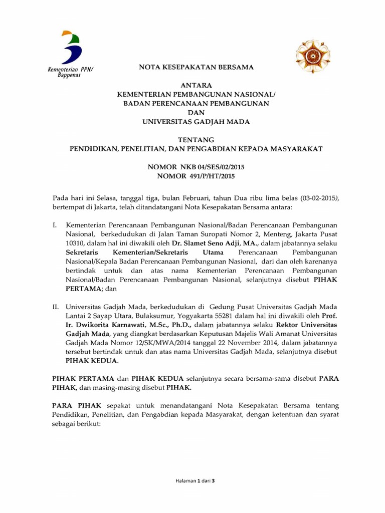 MoU Dan Perjanjian Kerjasama | PDF