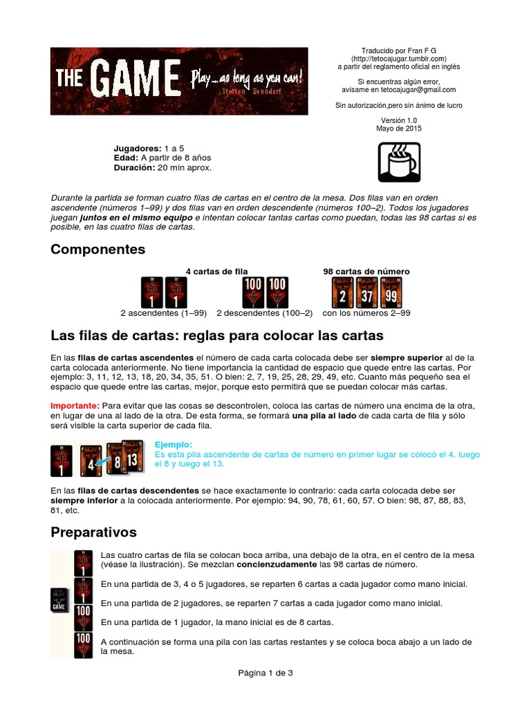 Reglas completas para jugar al juego de cartas numéricas "Coloca las ...