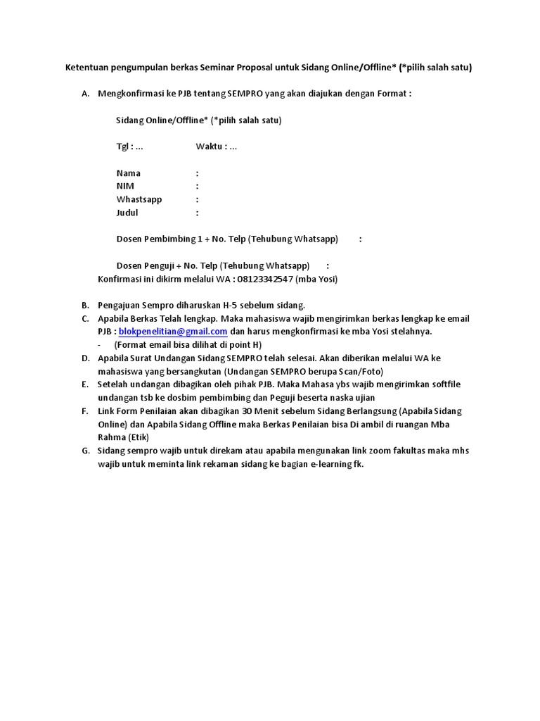 Ketentuan Pengajuan Sempro 2020 | PDF