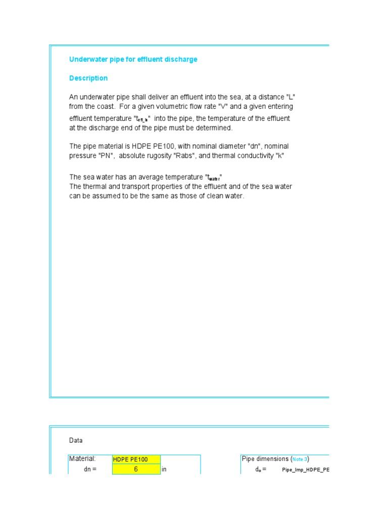 Heat Transfer. Underwater Pipe For Effluent Discharge | PDF | Pipe ...