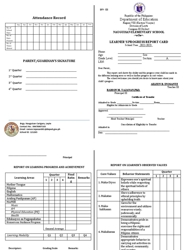 Student Attendance and Progress Report | PDF