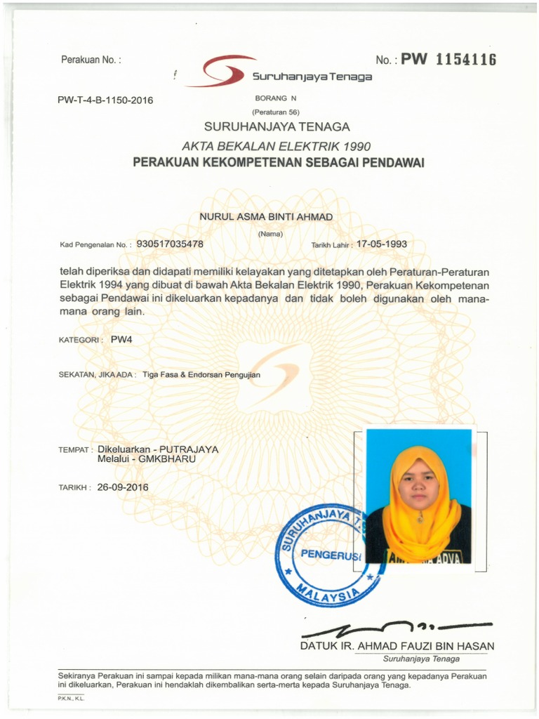 Perakuan Kekompetenan PW4 | PDF