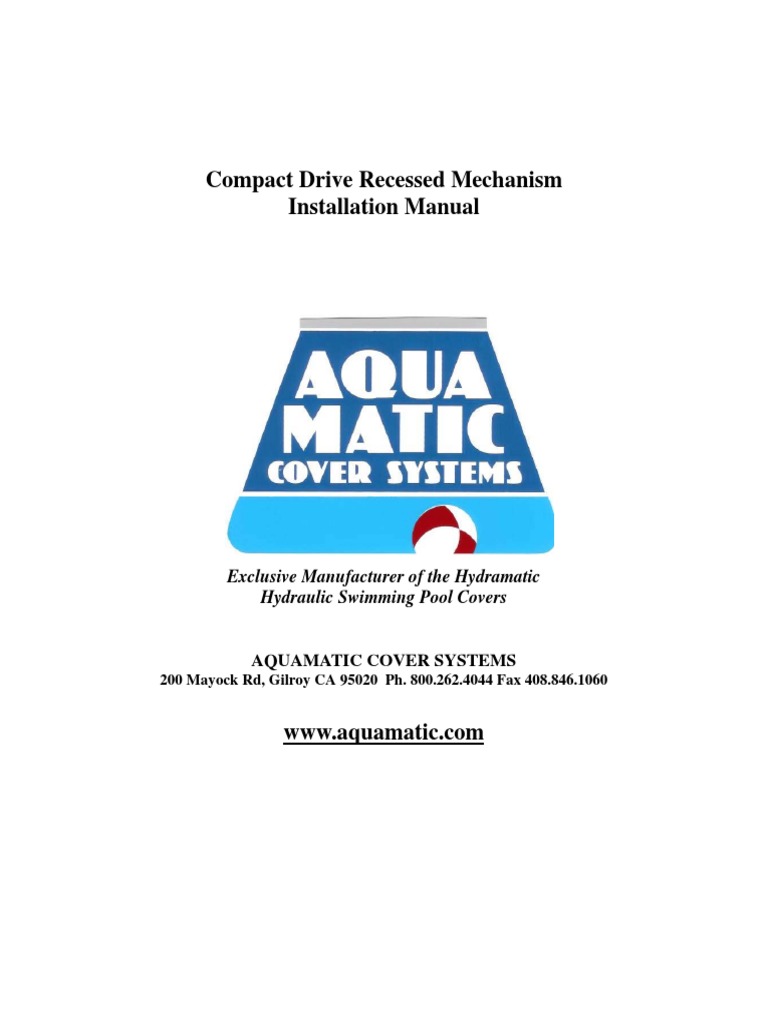 Compact Hydramatic Pool Cover Manual | PDF | Drill | Screw
