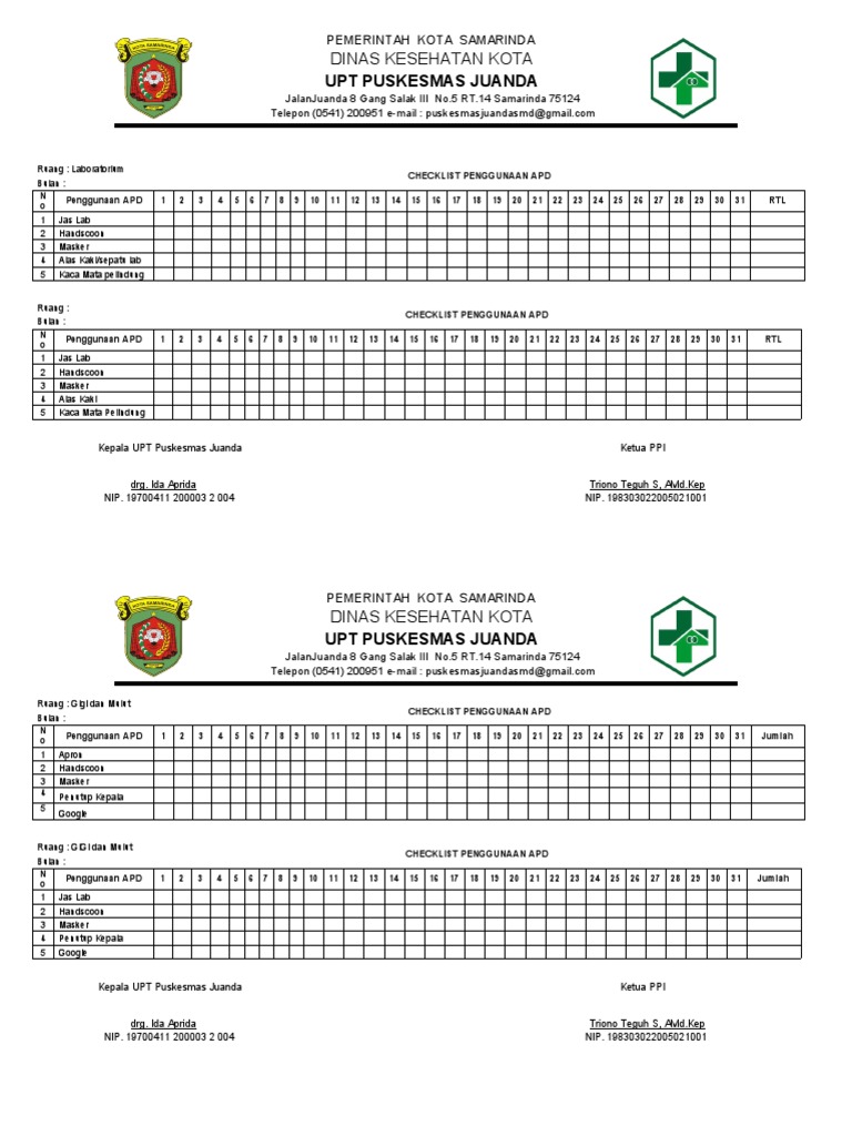 Checklist Penggunaan Apd Fix | PDF