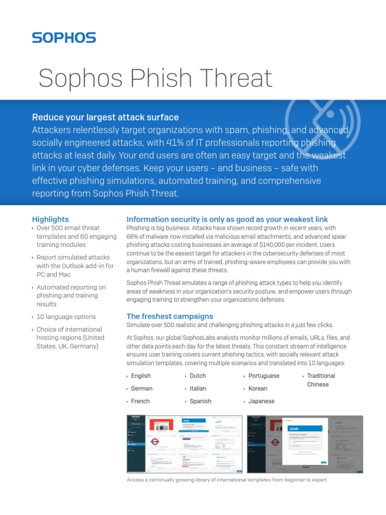 Sophos Phish Threat Datasheet | PDF | Phishing | Computer Security