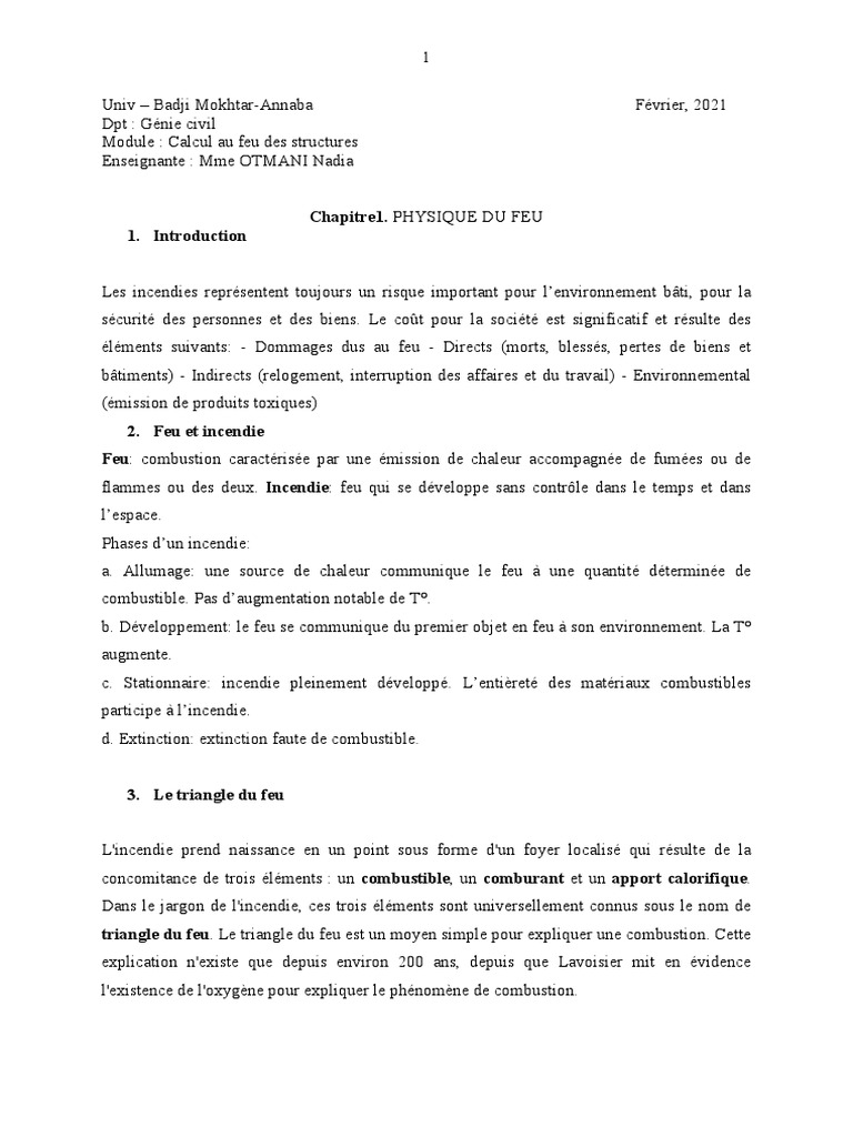 Chap1 (Feu) | PDF | La combustion | Feu