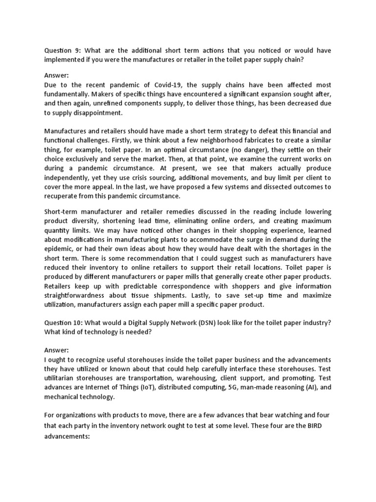 Short-Term Strategies for Toilet Paper Supply | PDF | Retail | Internet ...