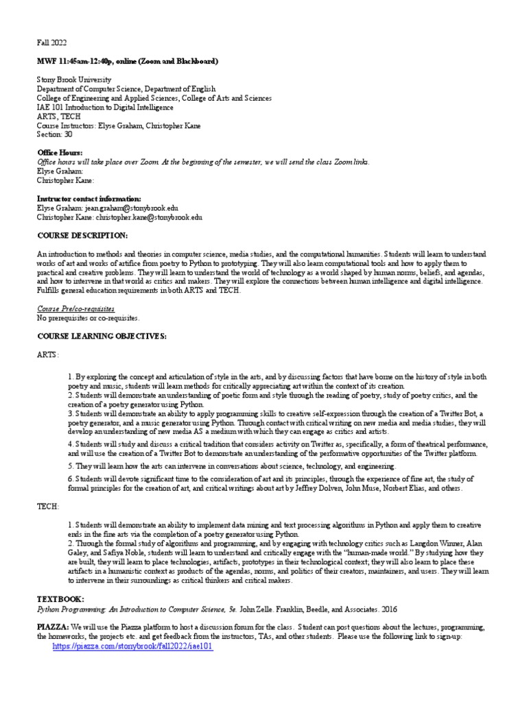 IAE101 Syllabus Fall2022 | PDF